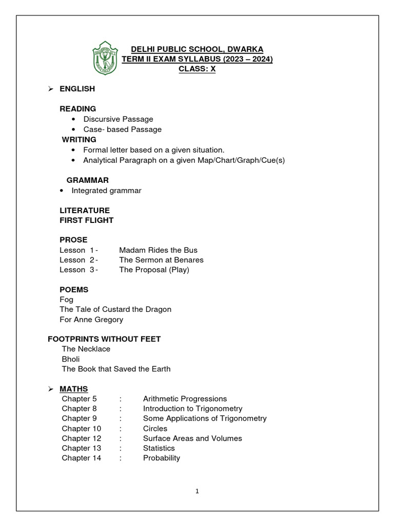 Term Ii Exam Syllabus | PDF