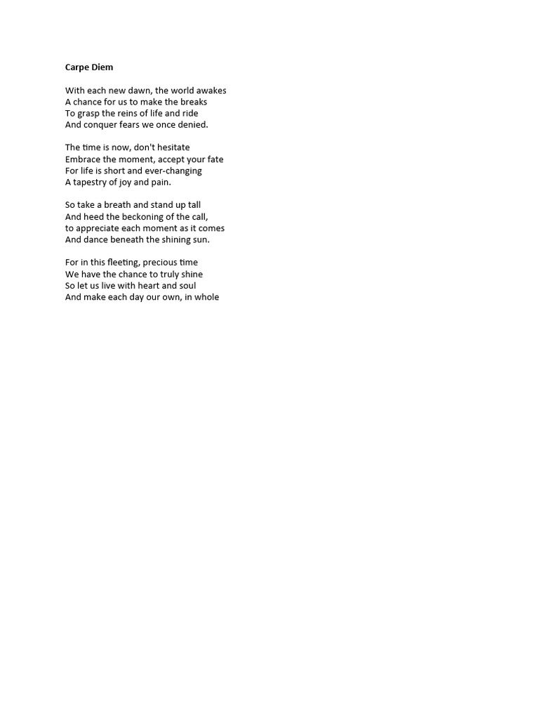Carpe Diem Poem | PDF