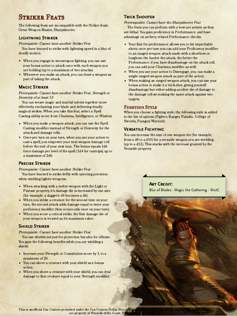 Striker Feats Overview | PDF