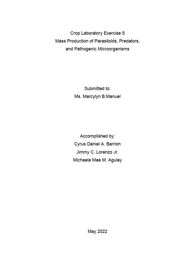Lab 5 | PDF | Fungus | Biological Pest Control Lab 5 | PDF | Fungus | Biological Pest Control