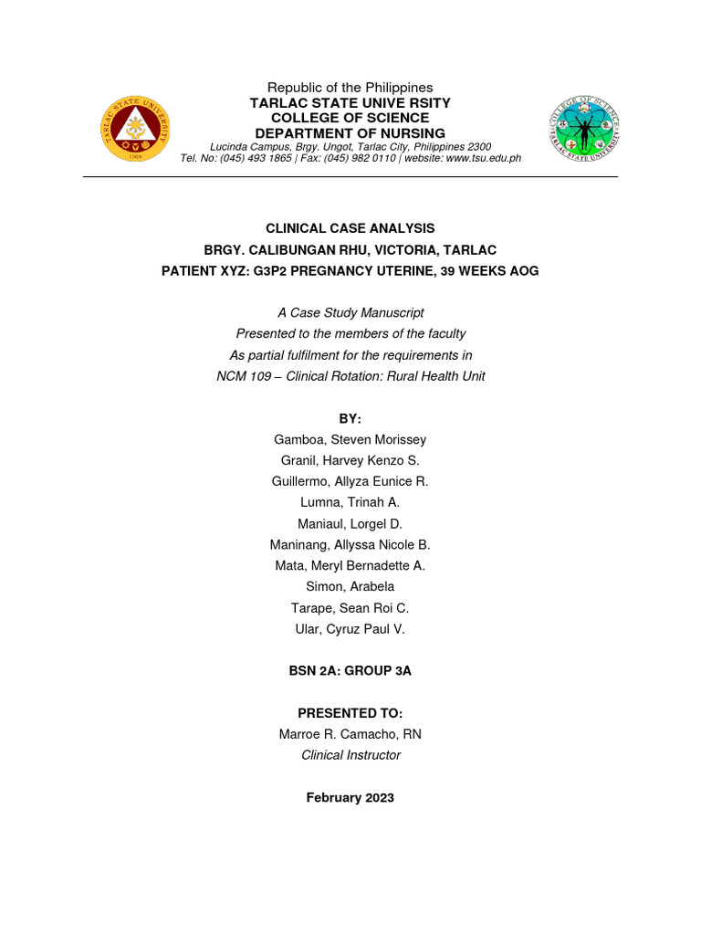 RHU Case Analysis - Patient XYZ | PDF | Childbirth | Intravenous Therapy