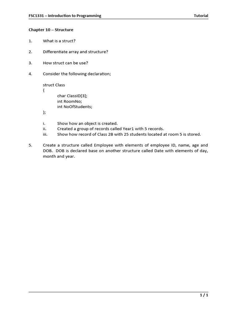 Tutorial Exercise Chap 10 Structure Pdf
