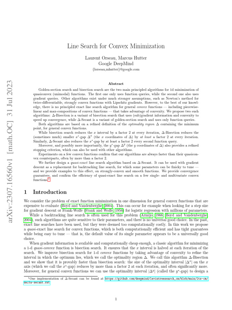 Line Search For Convex Minimization | PDF | Mathematical Optimization | Numerical Analysis