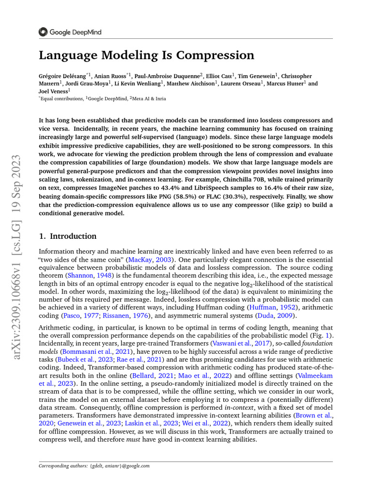 Language Modeling Is Compression | PDF | Data Compression | Computing Language Modeling Is Compression | PDF | Data Compression | Computing