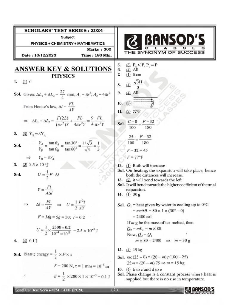 10-12-2022 = [Test Series]_XII_JEE (UT-4) Key + Solution | PDF ...
