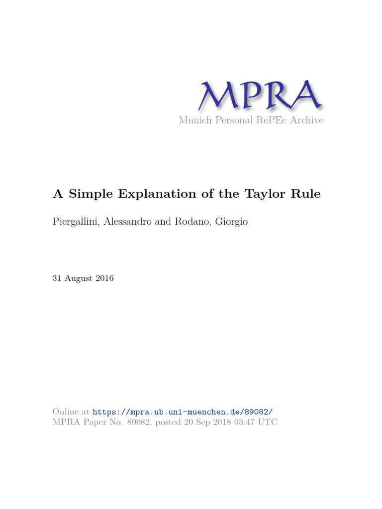 A Simple Explanation of the Taylor Rule | PDF | Taylor Rule | Monetary ...