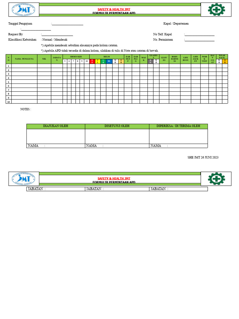 Form Permintaan Apd Rev 1 | PDF