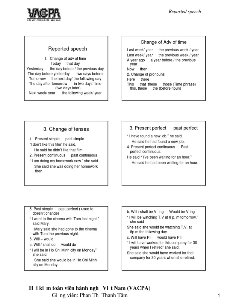 Reported speech | PDF | Languages | Foreign Language Studies