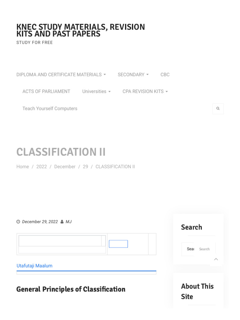 Biology Form 3 Classification II - Knec Study Materials, Revision Kits ...