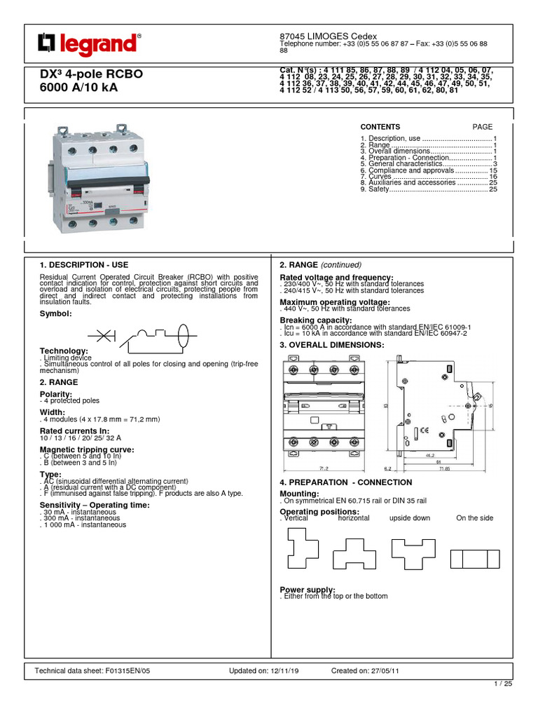 Rcbo DX C16 Trifazata | PDF | Fuse (Electrical) | Alternating Current