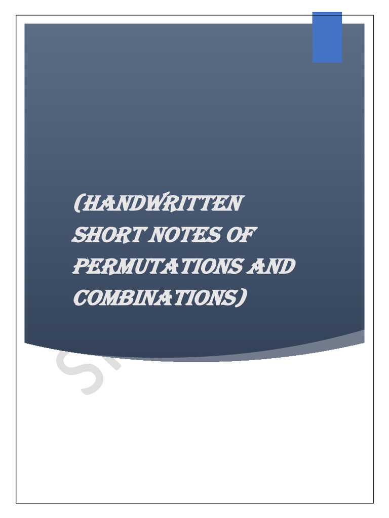 Handwritten Short Notes of Permutations & Combinations | PDF