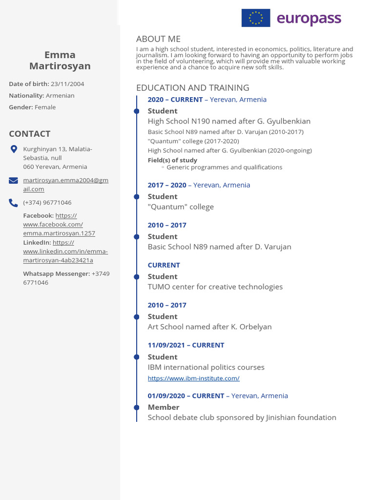 Emma CV Dec9 | Download Free PDF | Human Communication