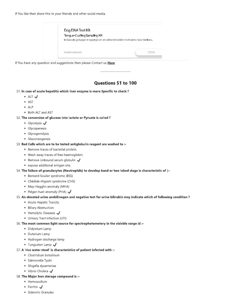 Chapter 2 - MCQs For Lab Technician and ... Ist Exam Preparation - Lab ...