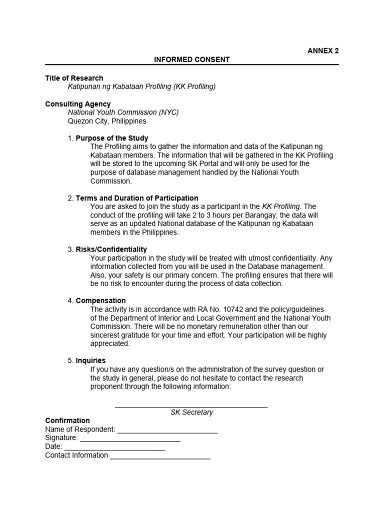 KK Profiling Informed Consent Form | PDF