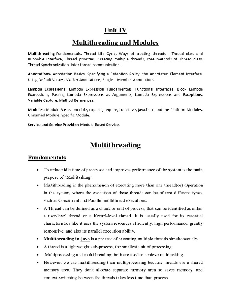 Unit IV Final | PDF | Process (Computing) | Thread (Computing)
