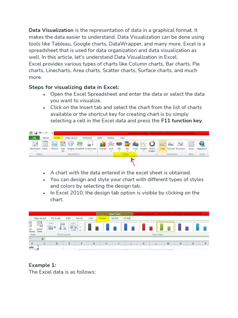 Data Visualizationusing XL | PDF | Microsoft Excel | Chart