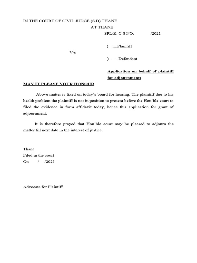 Application for Adjournment | PDF