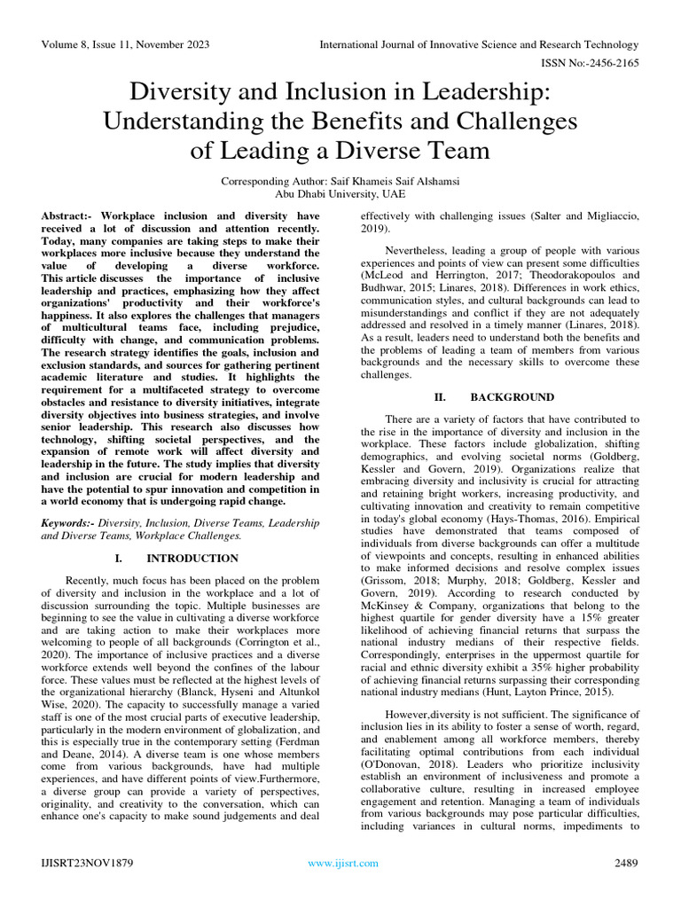 Diversity and Inclusion in Leadership: Understanding the Benefits and ...