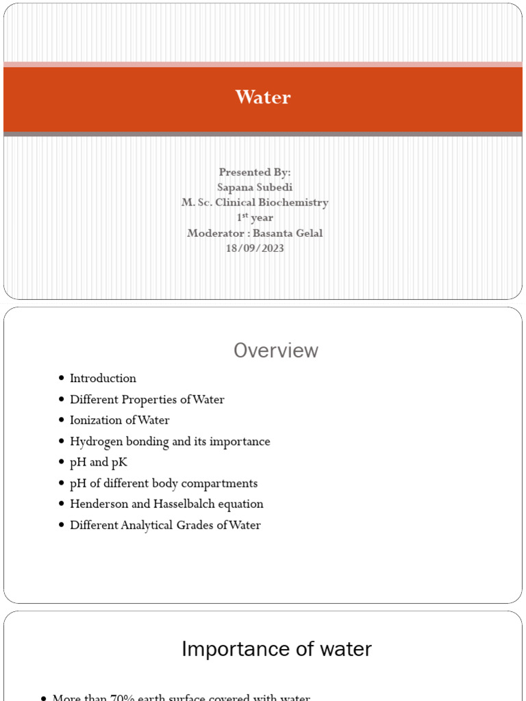 (A) Water and PH | PDF | Properties Of Water | Chemical Bond
