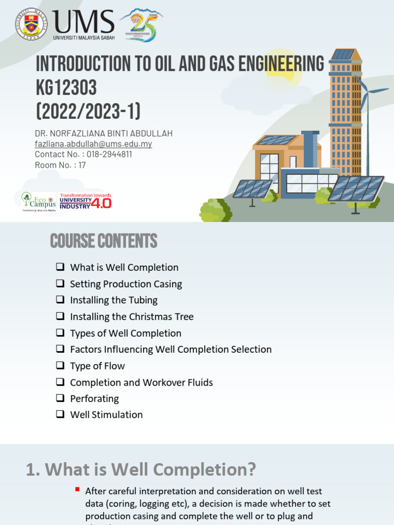 Lecture Note 10-Well Completion | PDF | Casing (Borehole) | Chemistry