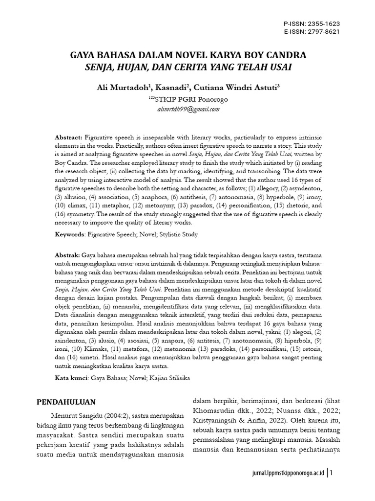 Analisis Gaya Bahasa Novel Boy Candra | PDF | Klasik | Fiksi Umum