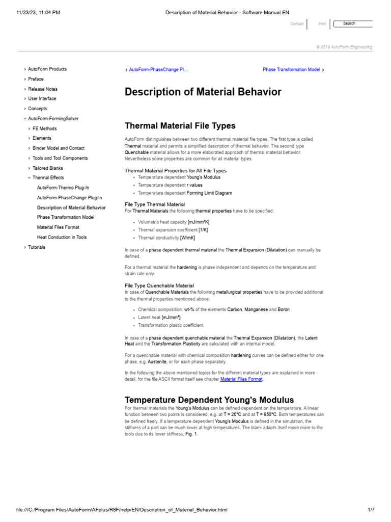 Description of Material Behavior - Software Manual en | PDF | Thermal Expansion | Continuum ...