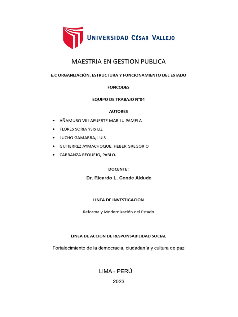 Modernización de FONCODES en Perú | PDF | Administración Pública ...