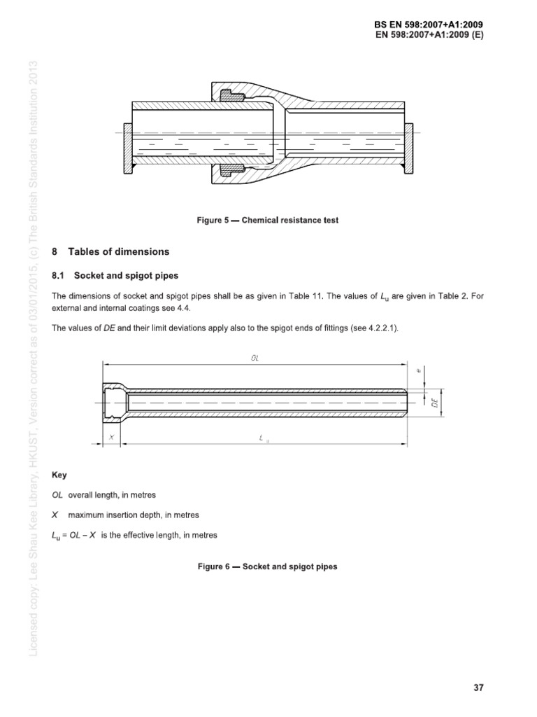 BS EN 598-2007 Table Dimensions | PDF