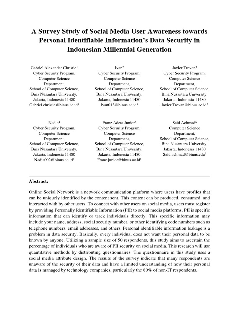 A Survey Study of Social Media User Awareness Towards Personal ...