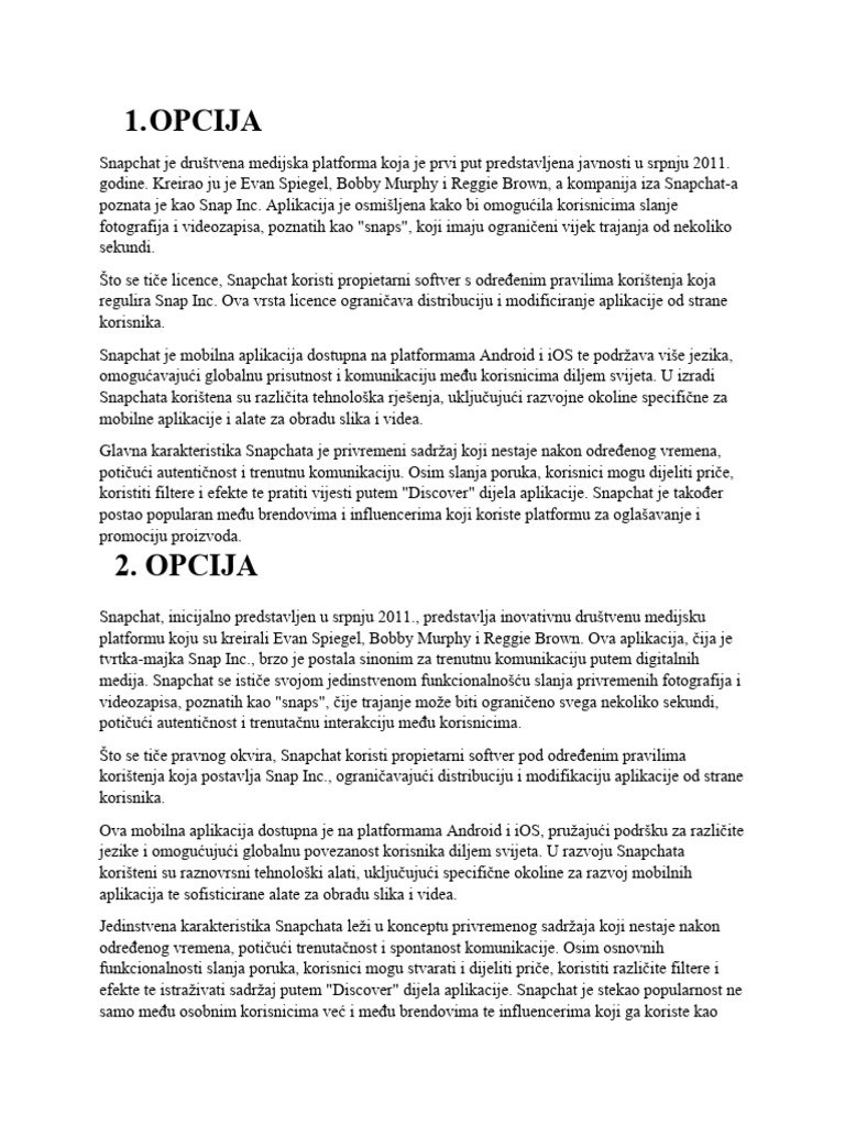 BIljeske o Snapchatu | PDF