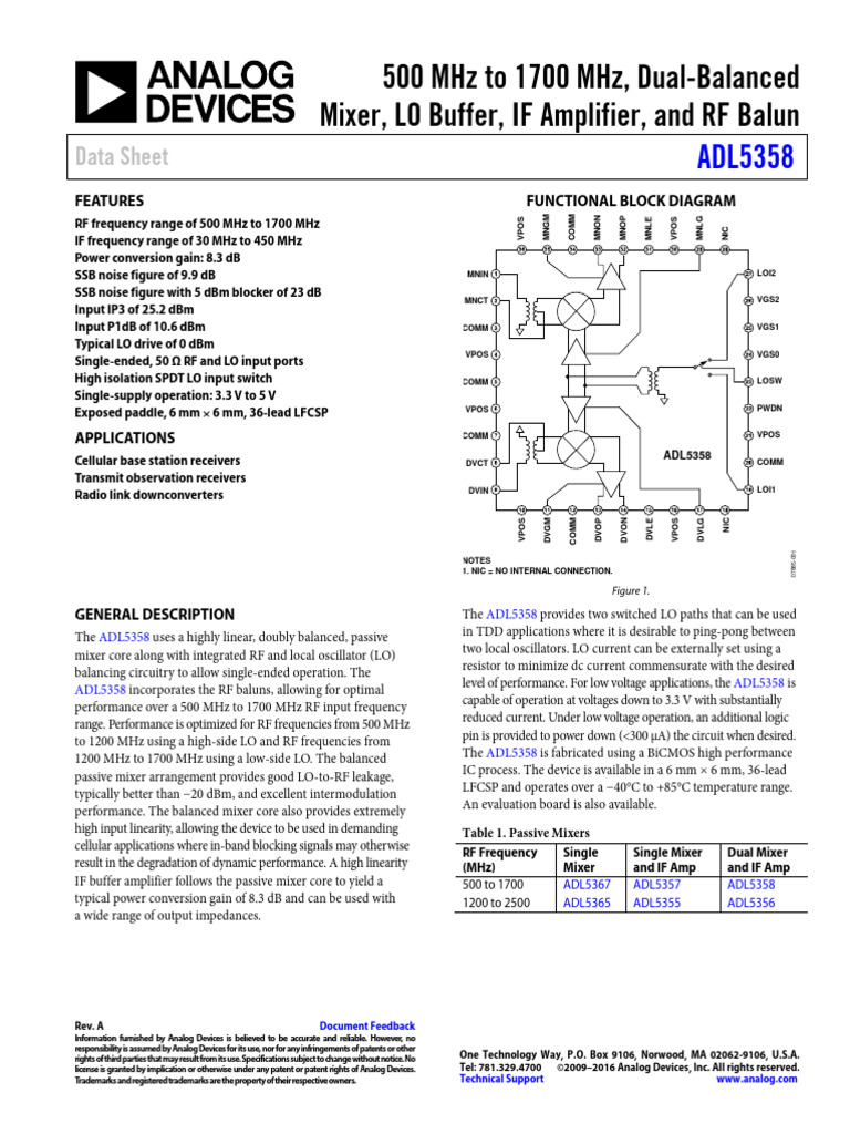 Adl 5358 | PDF | Electronic Engineering | Electricity