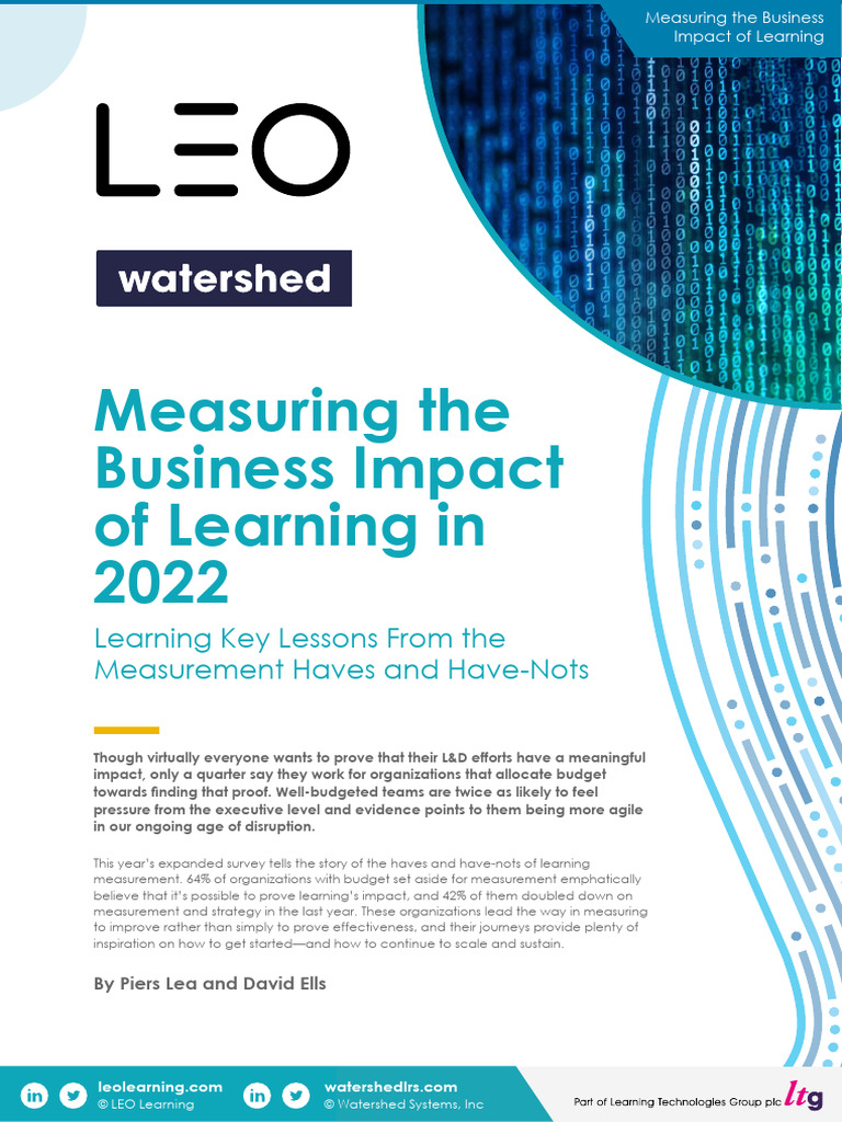 LEO Watershed Measuring The Business Impact of Learning in 2022 | PDF | Analytics | Learning