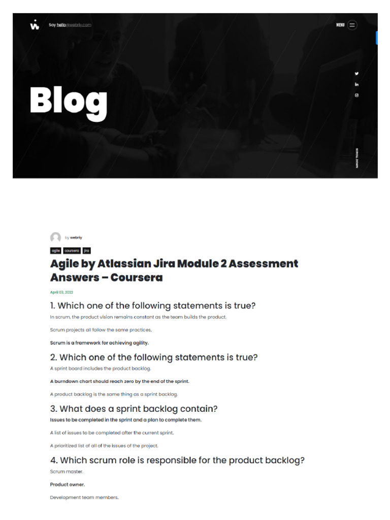 Agile Jira Model Question 2 Ans | PDF