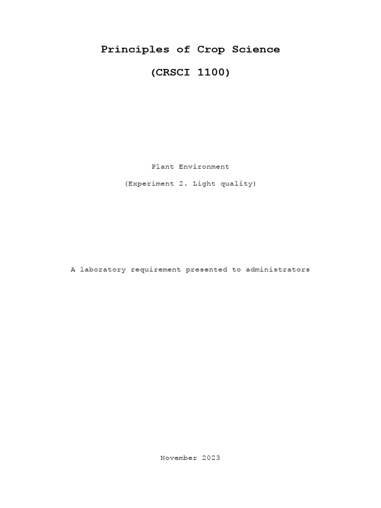 Principles of Crop Science Experiment 2 - NO NAME | PDF | Leaf ...