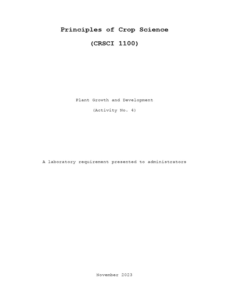 REVISED CRSCI 1100 LAB REPORT - NO NAME | PDF | Seed | Germination