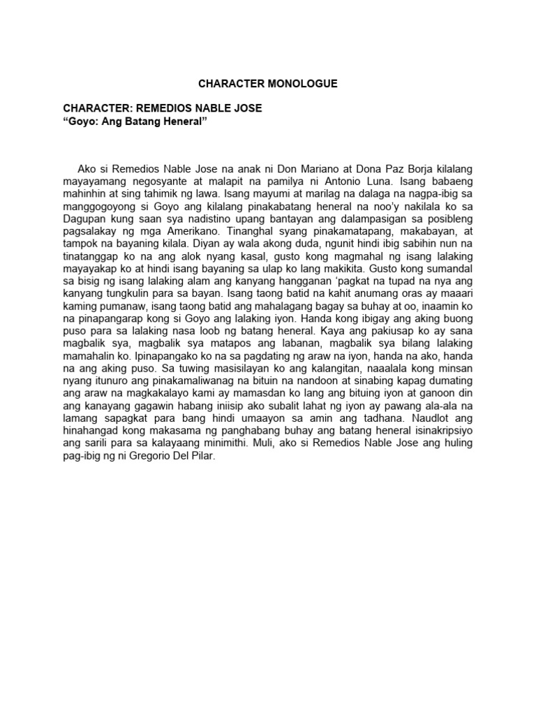 Character Monologue | PDF