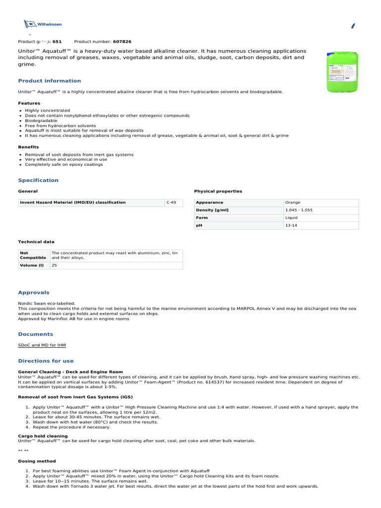AQUATUFF 25 LTR | PDF | Petroleum | Foam