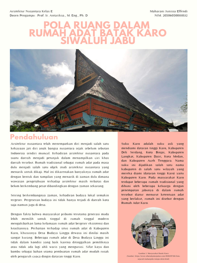 Pola Ruang Dalam Rumah Adat Batak Karo S | PDF