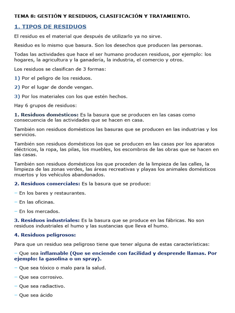 Tema 8 Mio | PDF | Residuos | Reciclaje