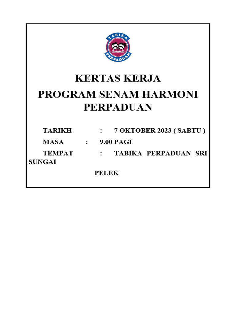 KERTAS KERJA Senam Harmoni | PDF
