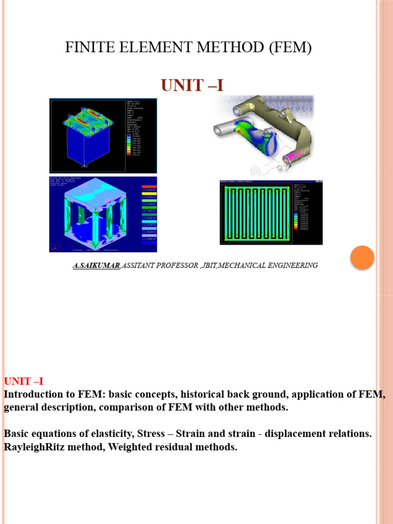 Fem Unit I | PDF | Finite Element Method | Stress (Mechanics)