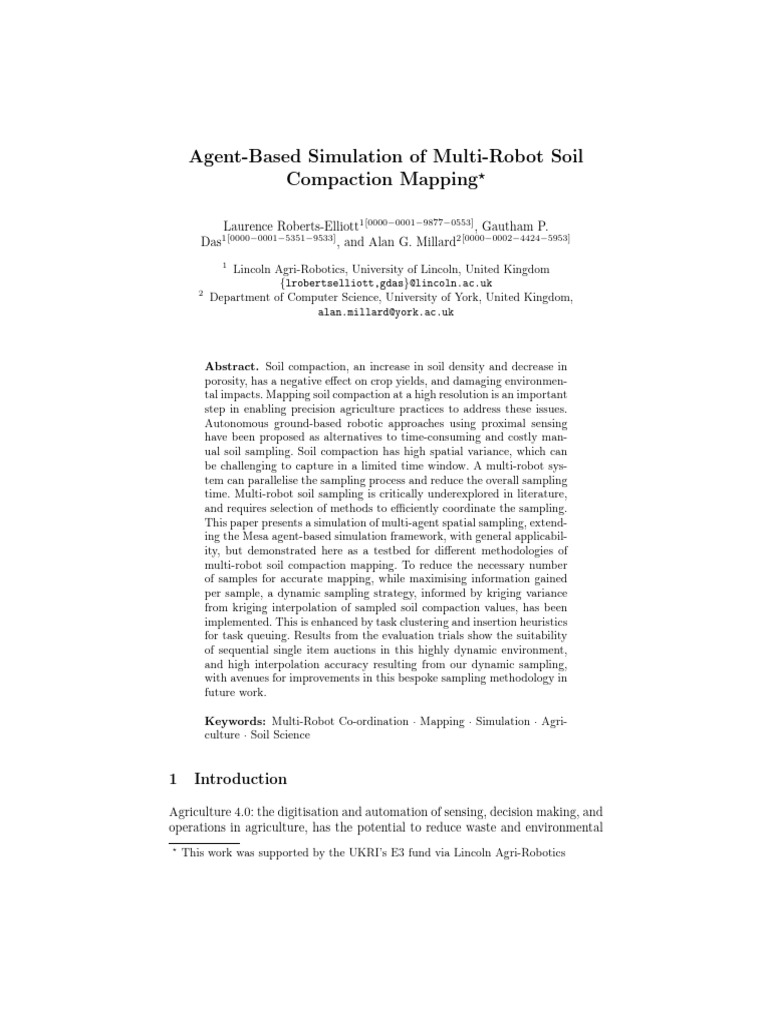 Agent-Based Simulation of Multi-Robot Soil Compaction Mapping | PDF ...