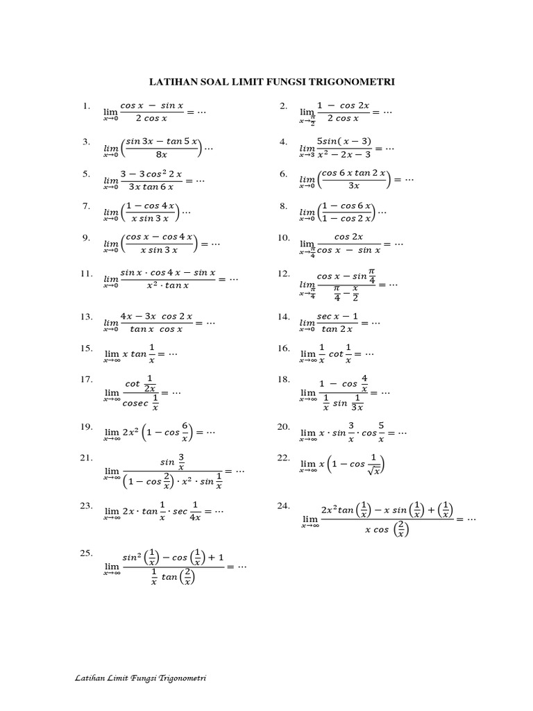 Latihan Soal Limit Trigonometri | PDF