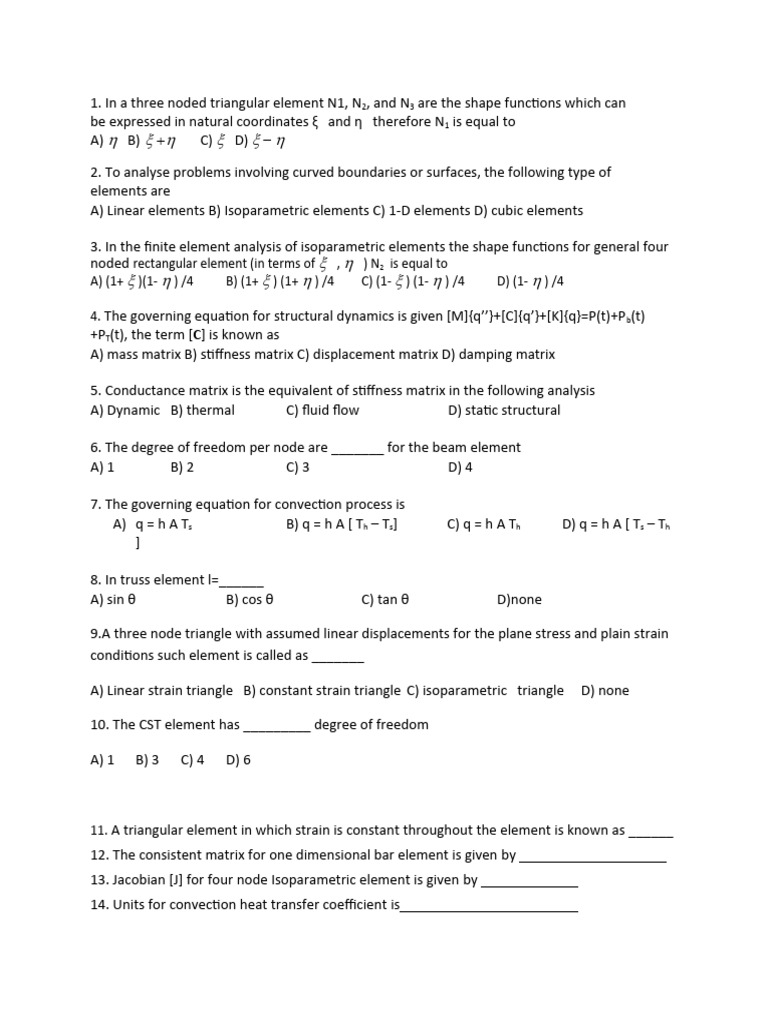 2022 fem | PDF | Matrix (Mathematics) | Heat Transfer
