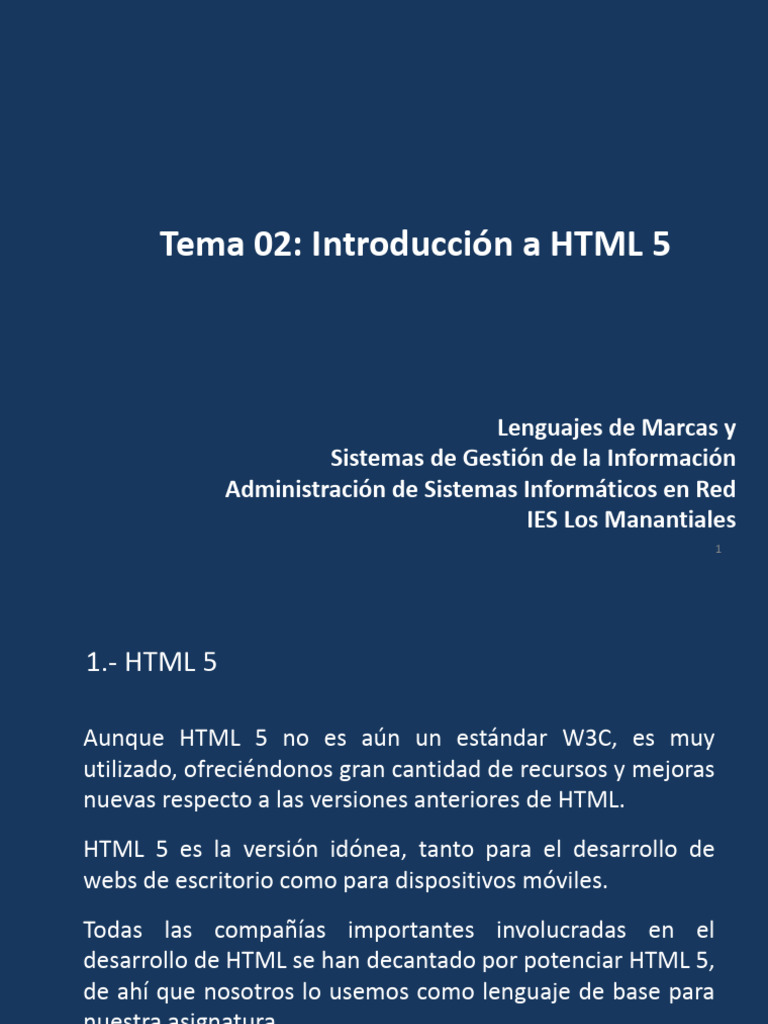 Tema 02 - Introducción a HTML5 | PDF | Hipervínculo | HTML
