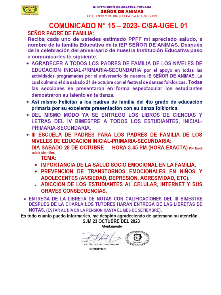 Comunicado #14 - 2023 | PDF