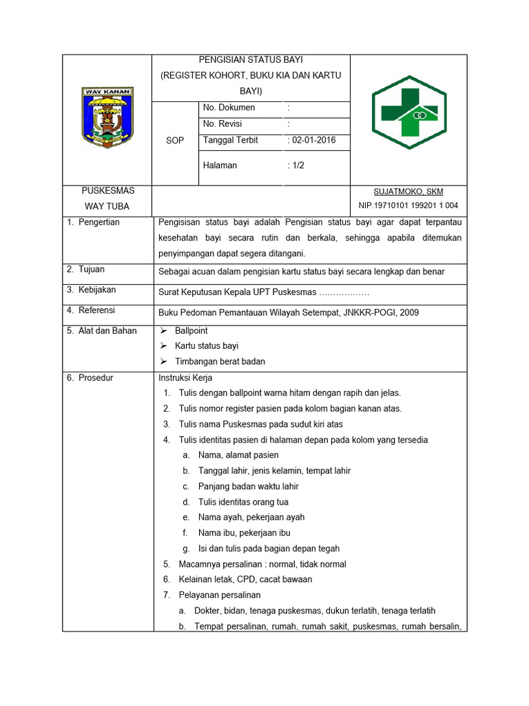 Sop Pengisian Status Bayi | PDF