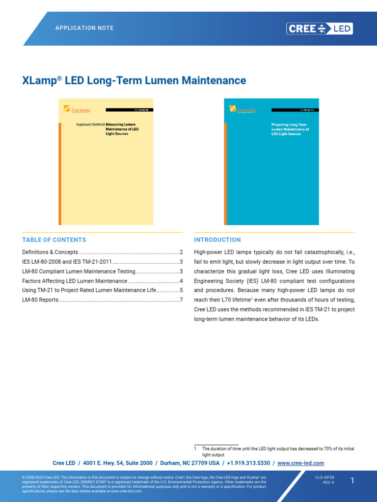 XLamp-Lumen-Maintenance | PDF | Light Emitting Diode | Sensitivity And ...
