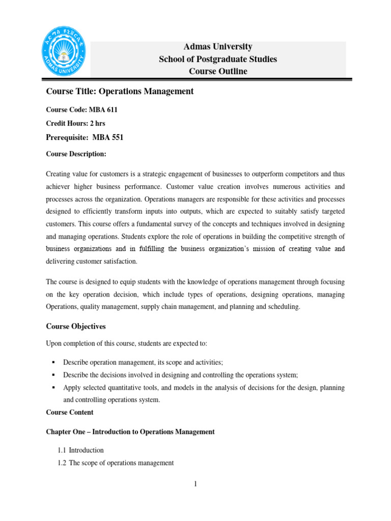 Operation Management | PDF | Operations Management | Customer