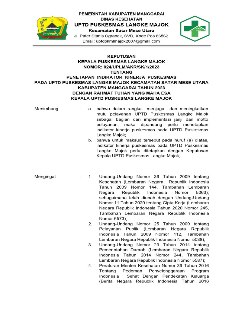 Indikator Kinerja Puskesmas 2023 | PDF | Sains & Matematika